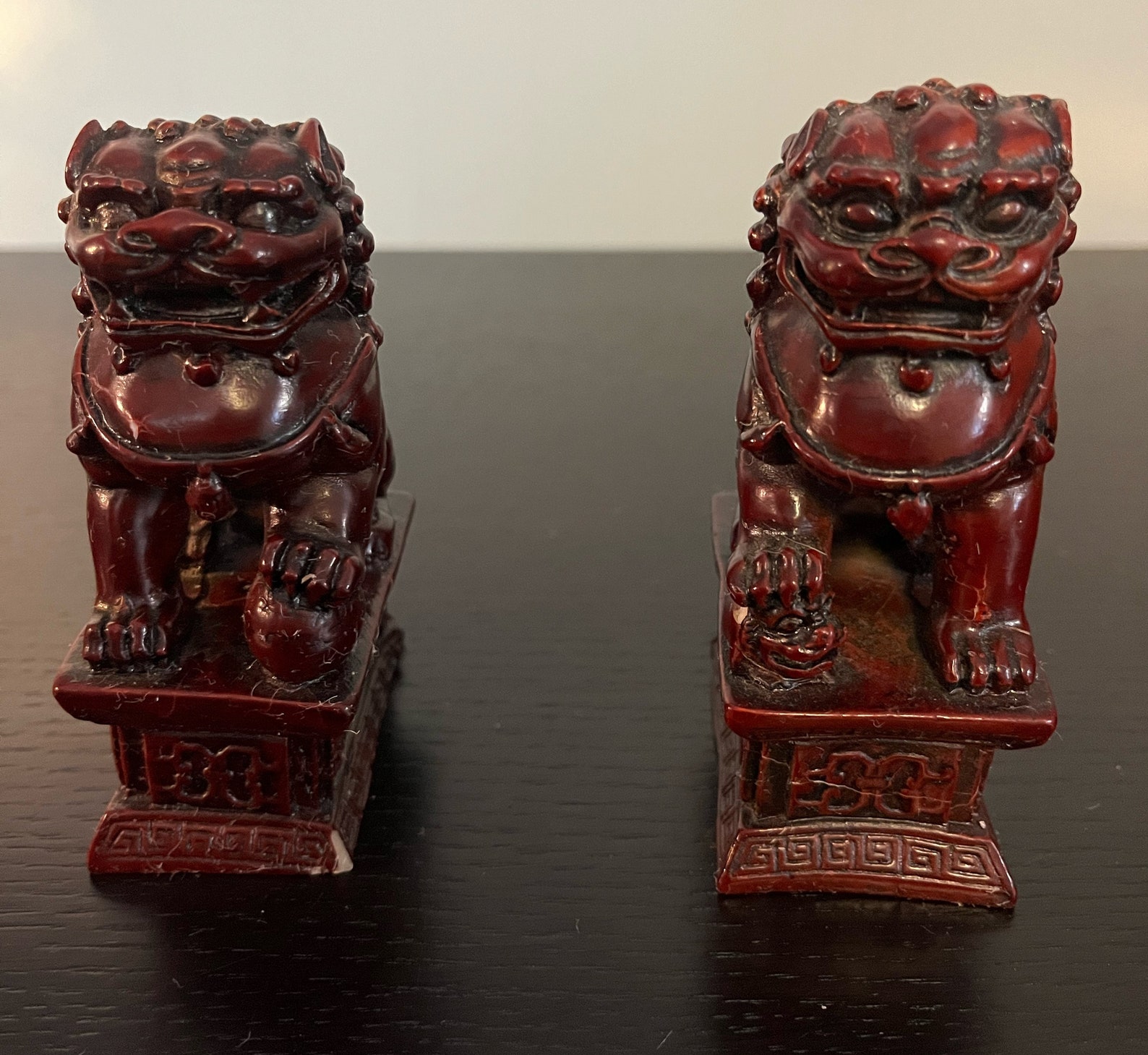 Vintage Chinese Foo Dogs Guardian Lions Crafted of Solid Resin ...