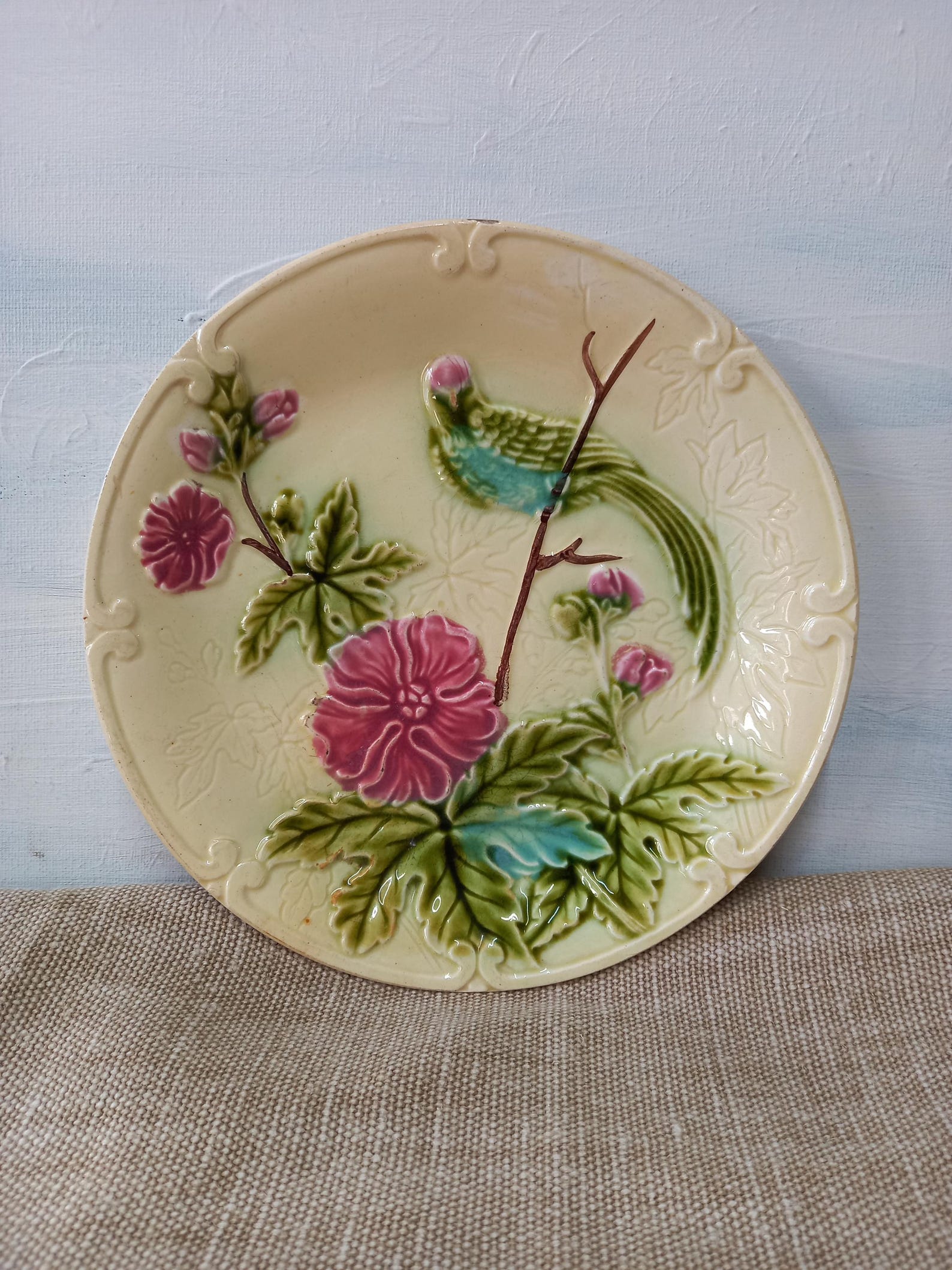 Set of 3 Different Barbotine Plates Salins Faience Majolica French ...