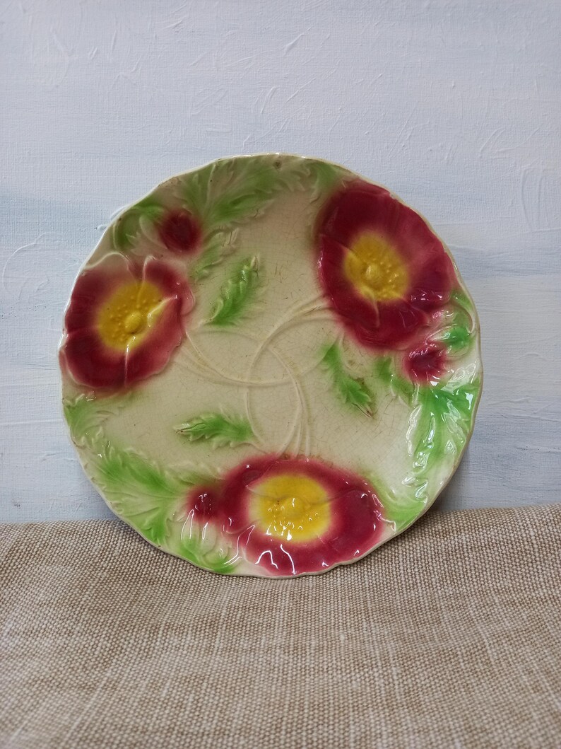 Set of 3 Different Barbotine Plates Salins Faience Majolica French ...