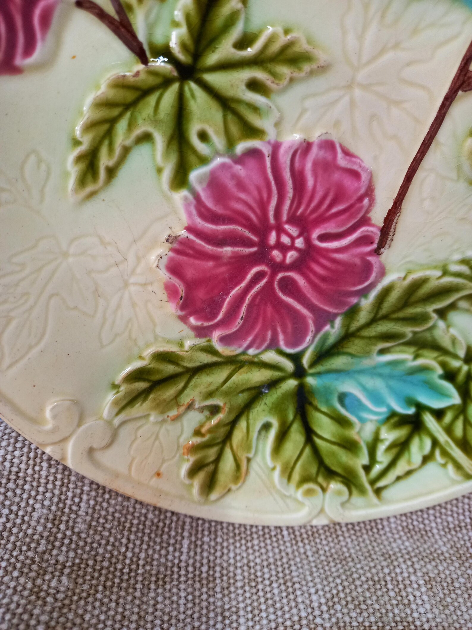 Set of 3 Different Barbotine Plates Salins Faience Majolica French ...