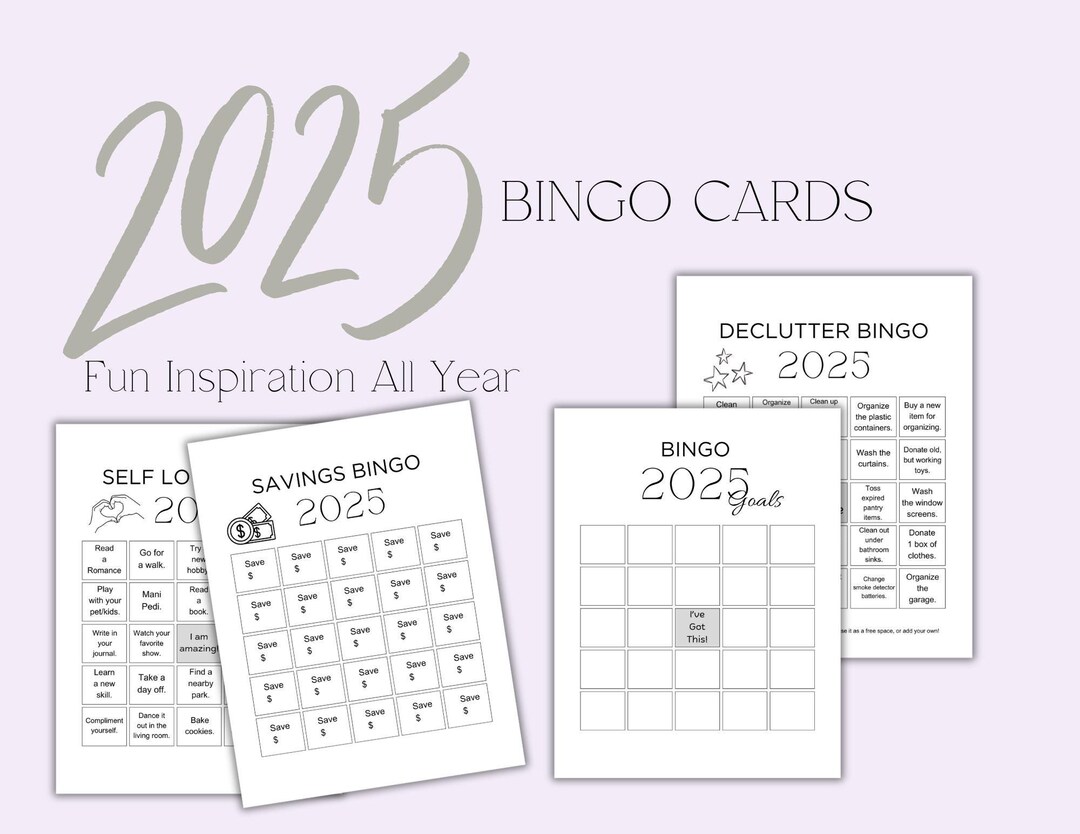 2025 Bingo Card, New Year Bingo, Goals, Self Love, Fitness Bingo ...