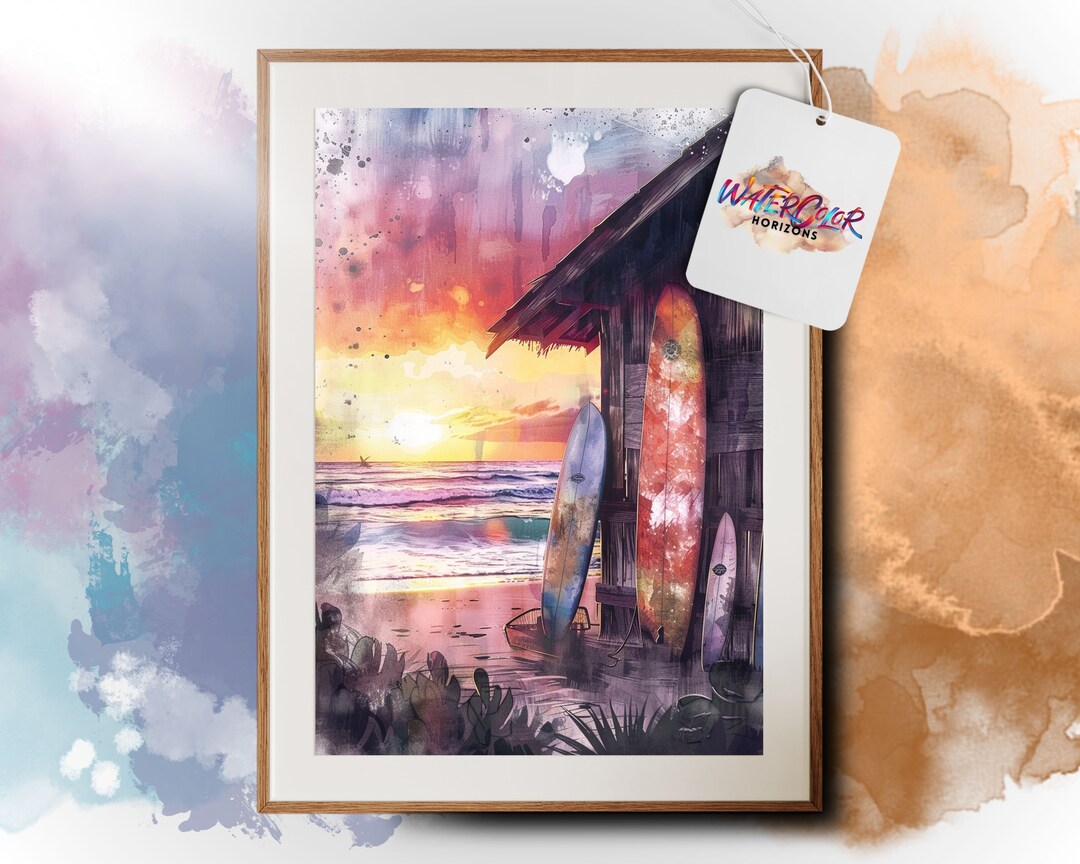 Downloadable Digital Wall Art Seaside Shack Watercolor Printable ...