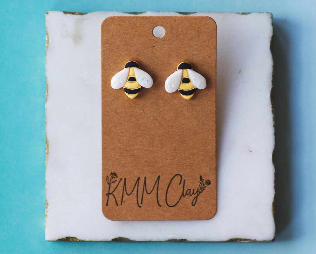 Bumblebee Stud Polymer Clay Earrings - Etsy