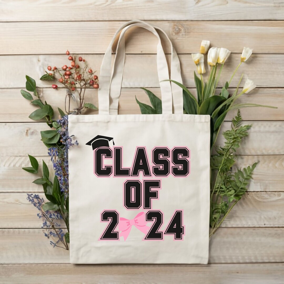 Coquette Class of 2024 Gift, 2024 Grad Tote Bag, Canvas Tote Bag, Cute ...