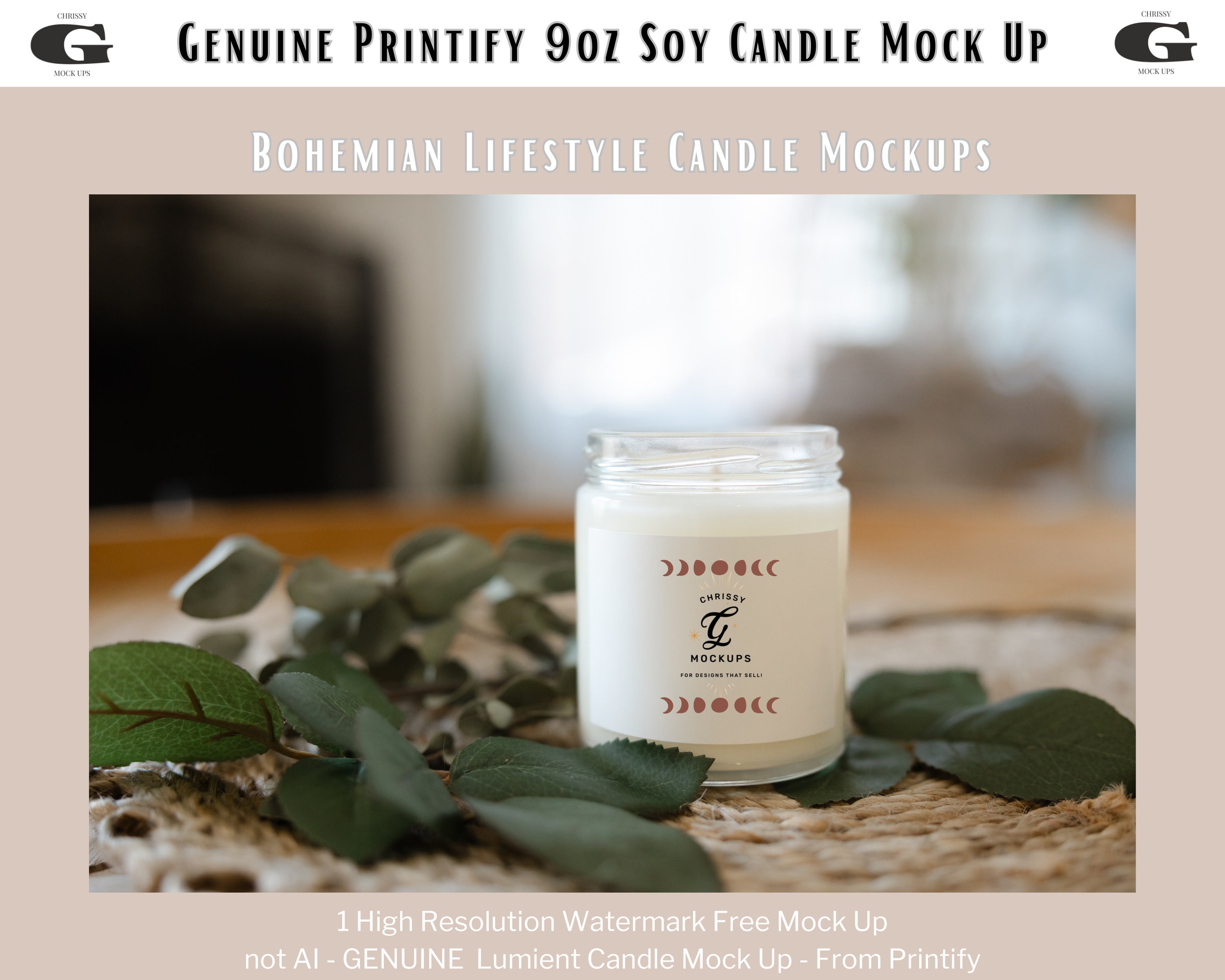 Printify Candle Mockup Aesthetic Soy Candle Mockup Digital Download ...