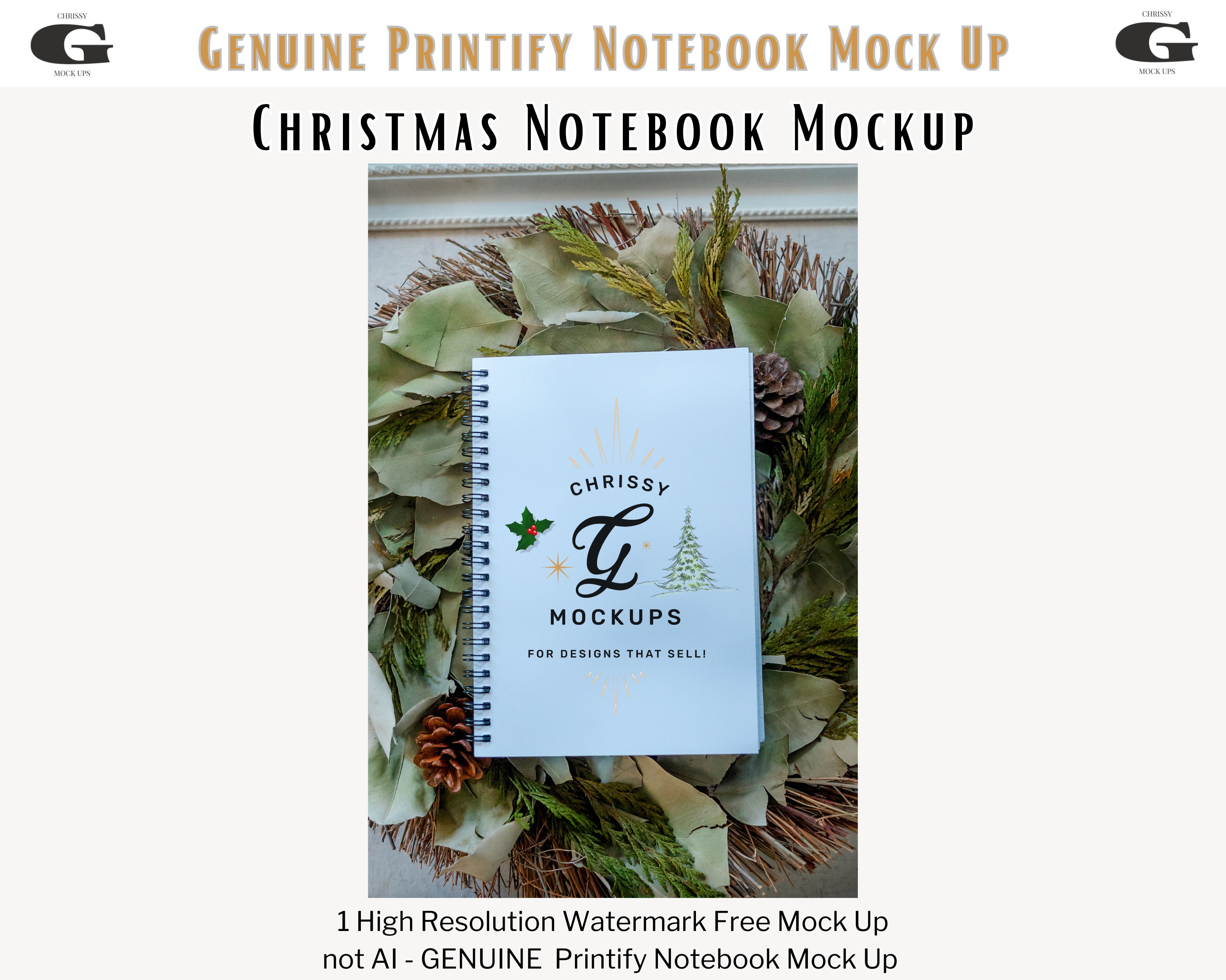 Printify Spiral Notebook Mockup Blank Spiral Notebook Mockup Planner ...