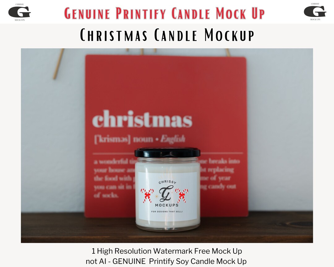 Printify Christmas Candle Mockup Aesthetic Soy Candle Mockup Digital ...