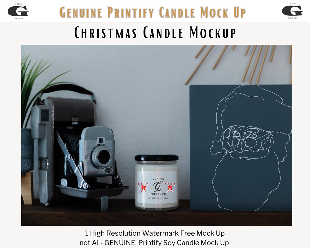 Printify Christmas Candle Mockup Aesthetic Soy Candle Mockup Digital ...