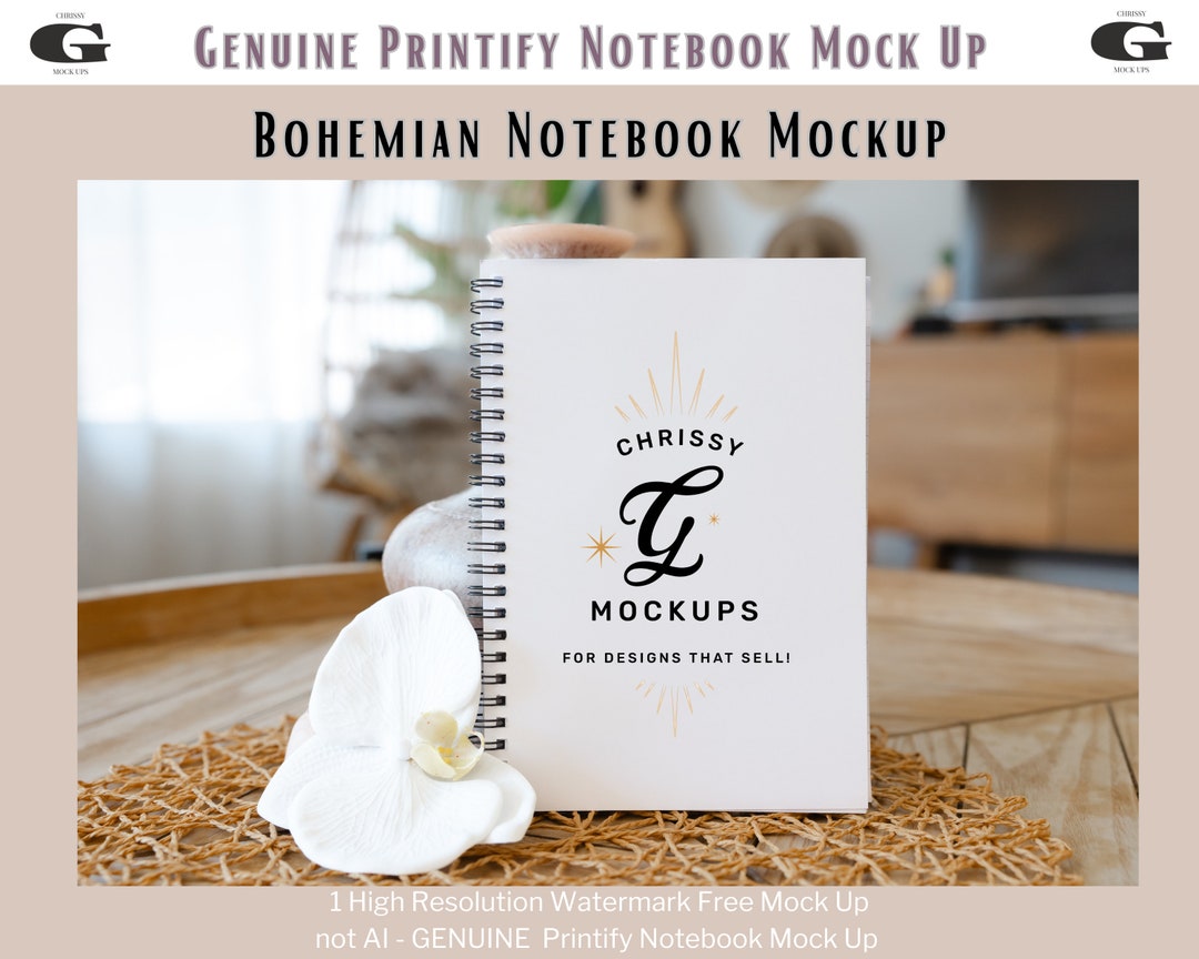 Printify Spiral Notebook Mockup Blank Spiral Notebook Mockup Planner ...