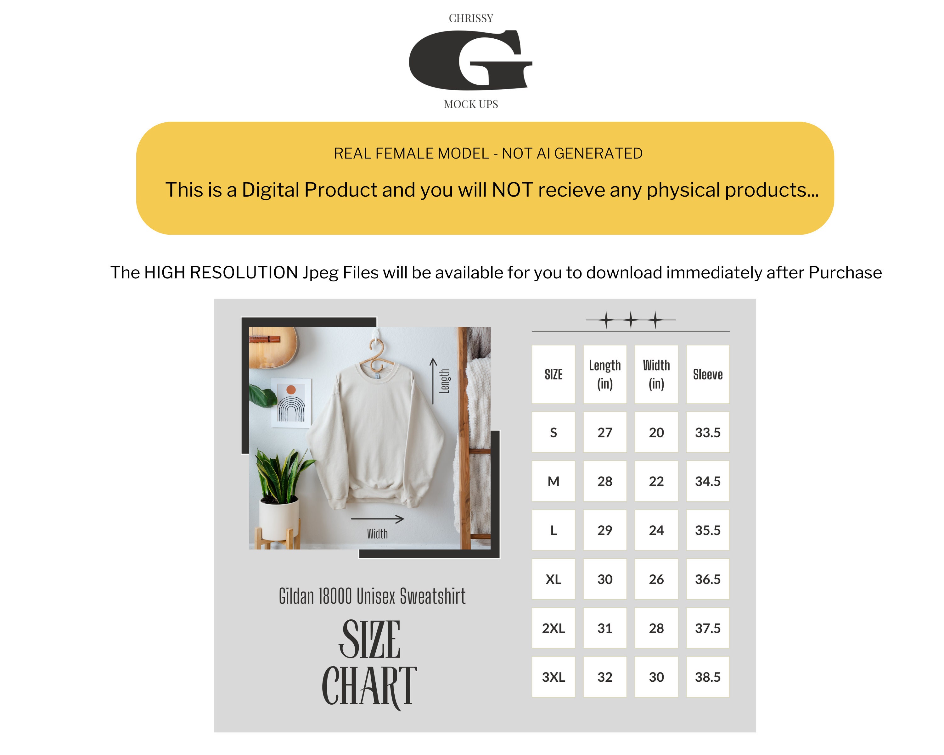 Gildan 18000 Mockup | Gildan Sand Sweatshirt Mockup | Sweatshirt Model ...