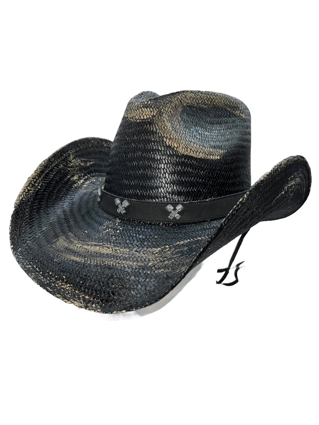 Biker Black Straw Cowboy Hat, Durable Cowboy Hat, Western Hat Straw ...