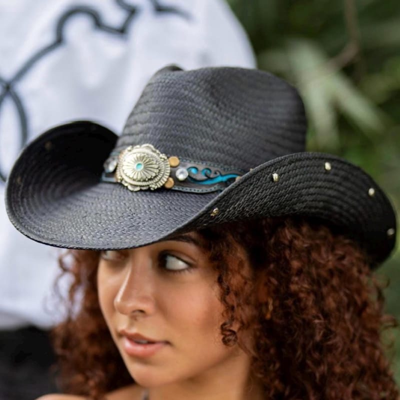 Black Straw Cowboy Hat - Etsy