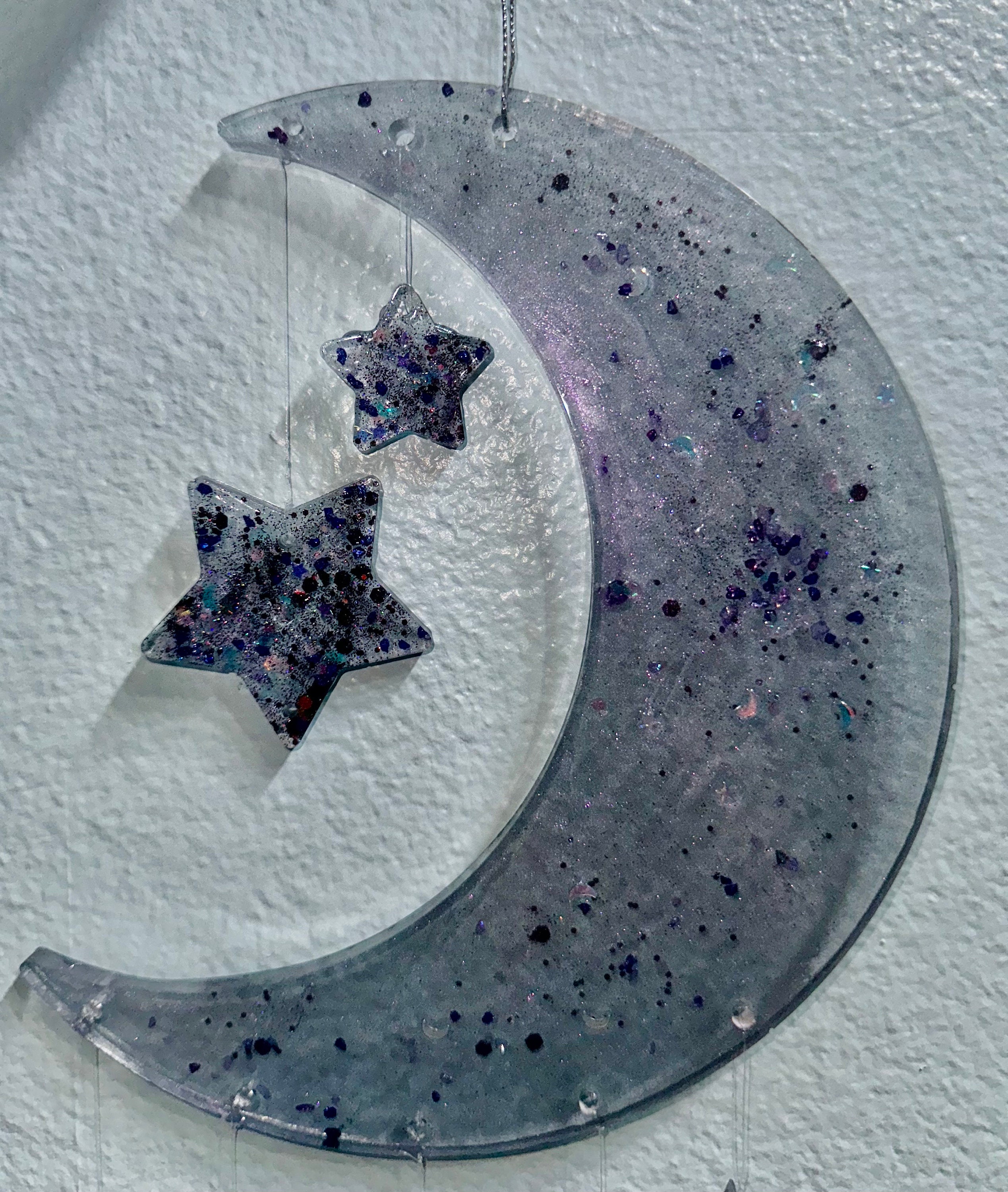 Unique Purple and Black Resin Moon Wind Chime - Etsy