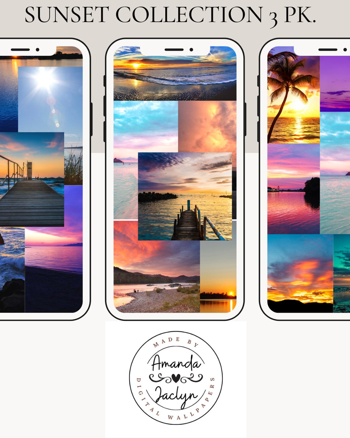 Collage Sunset Backgrounds, Wallpapers With Three Different Variations ...