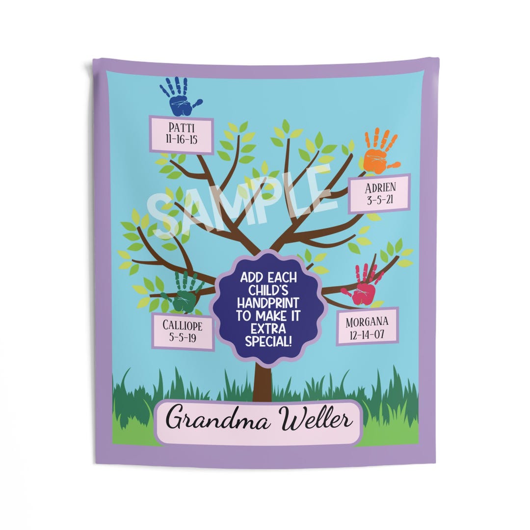 Personalized Family Tree Tapestry: DIY Handprint Art Gift - Etsy