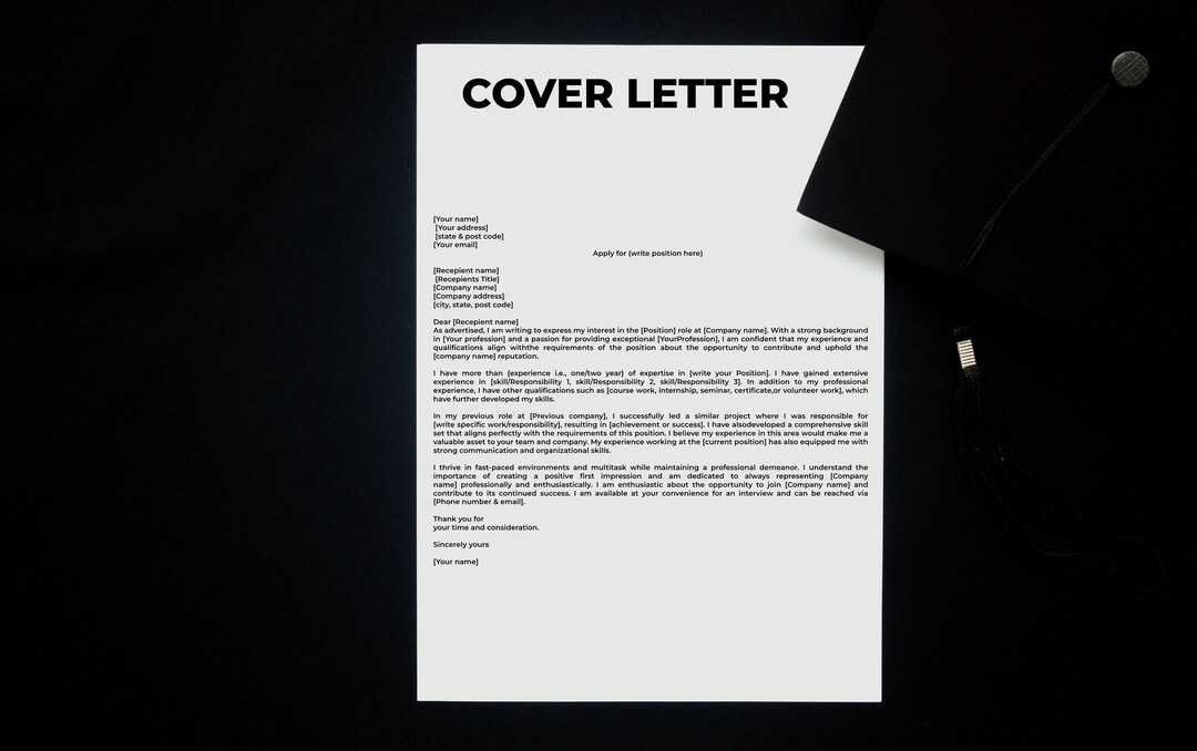 Simple Cover Letter Template. Microsoft Word. Professional Cover Letter ...