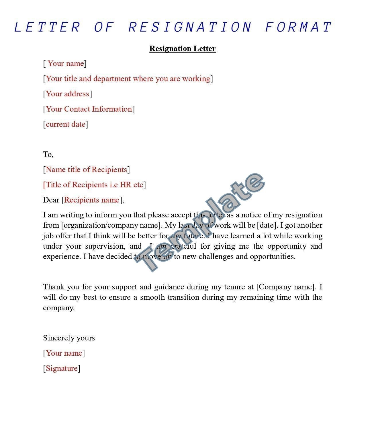 Professional Resignation Letter Template, Microsoft Word & Apple Pages ...
