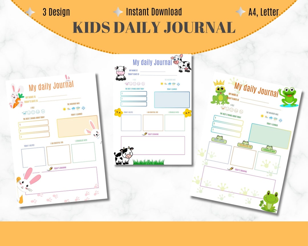 Kids Daily Journal Printable, Journal for Kids, Diary for Children ...