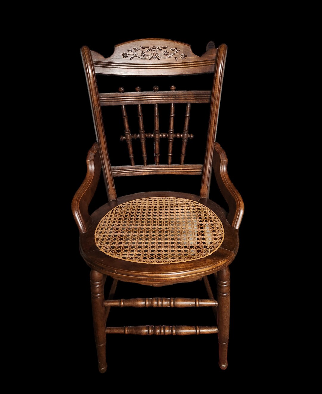 Hand Carved Antique Victorian Cane Seat Chair - Etsy
