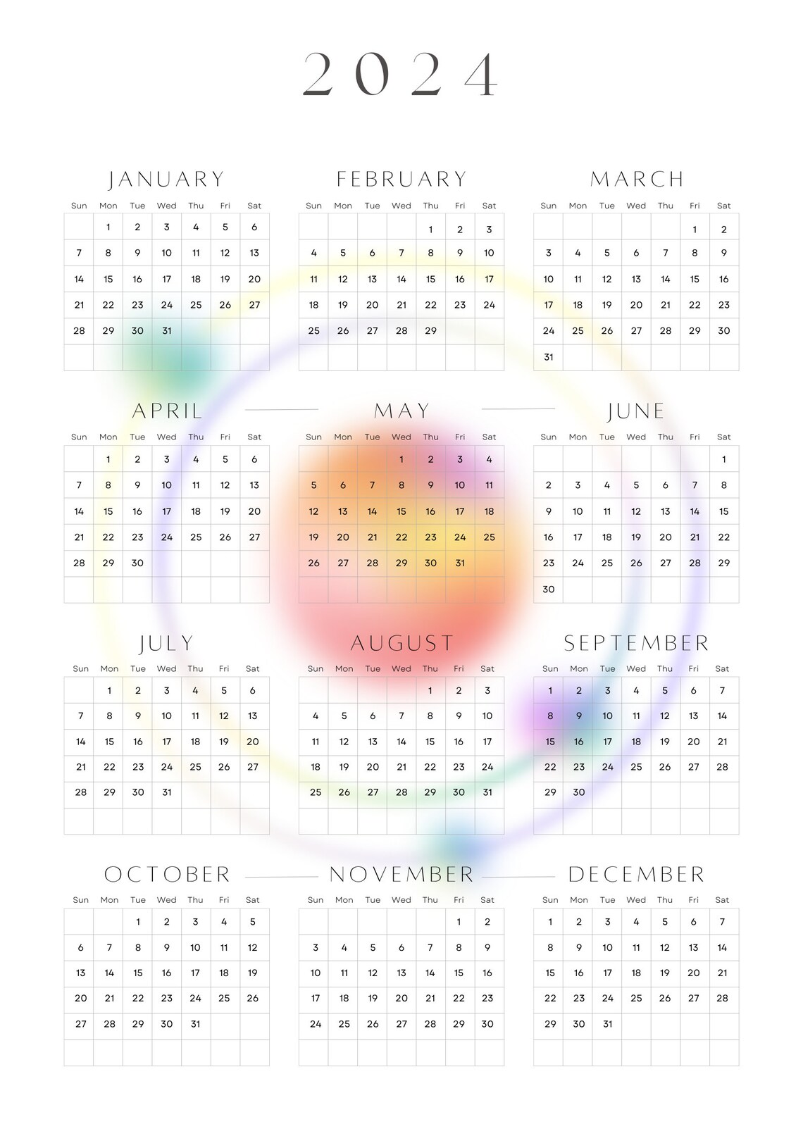 Wall Calendar A2 File for 2024 - Etsy