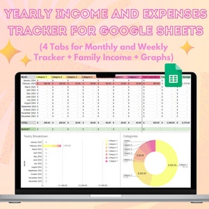 Yearly Income and Expenses Tracker for Google Sheets (4 Tabs for ...