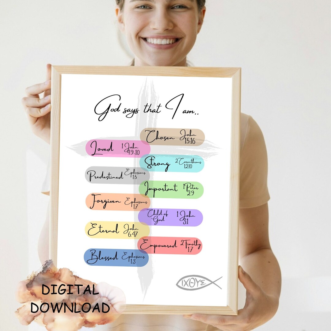 God Says That I Am Printable Wall Art Digital Download Photo ...