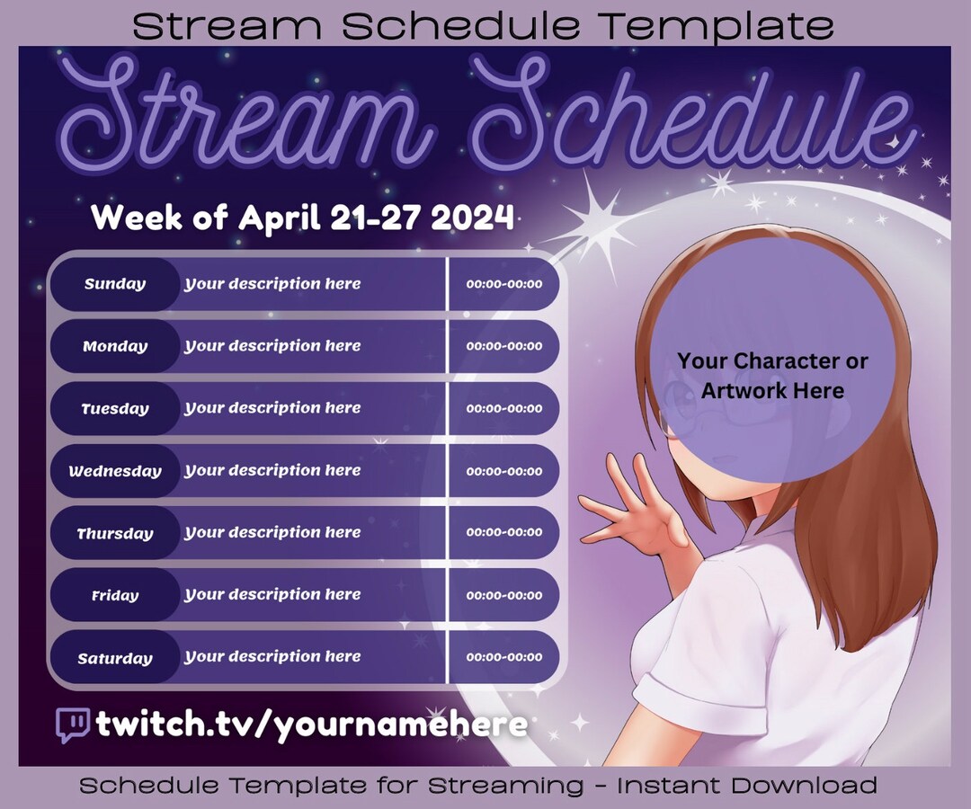 Starry Sky Twitch Weekly Stream Schedule Template for Streamers ...
