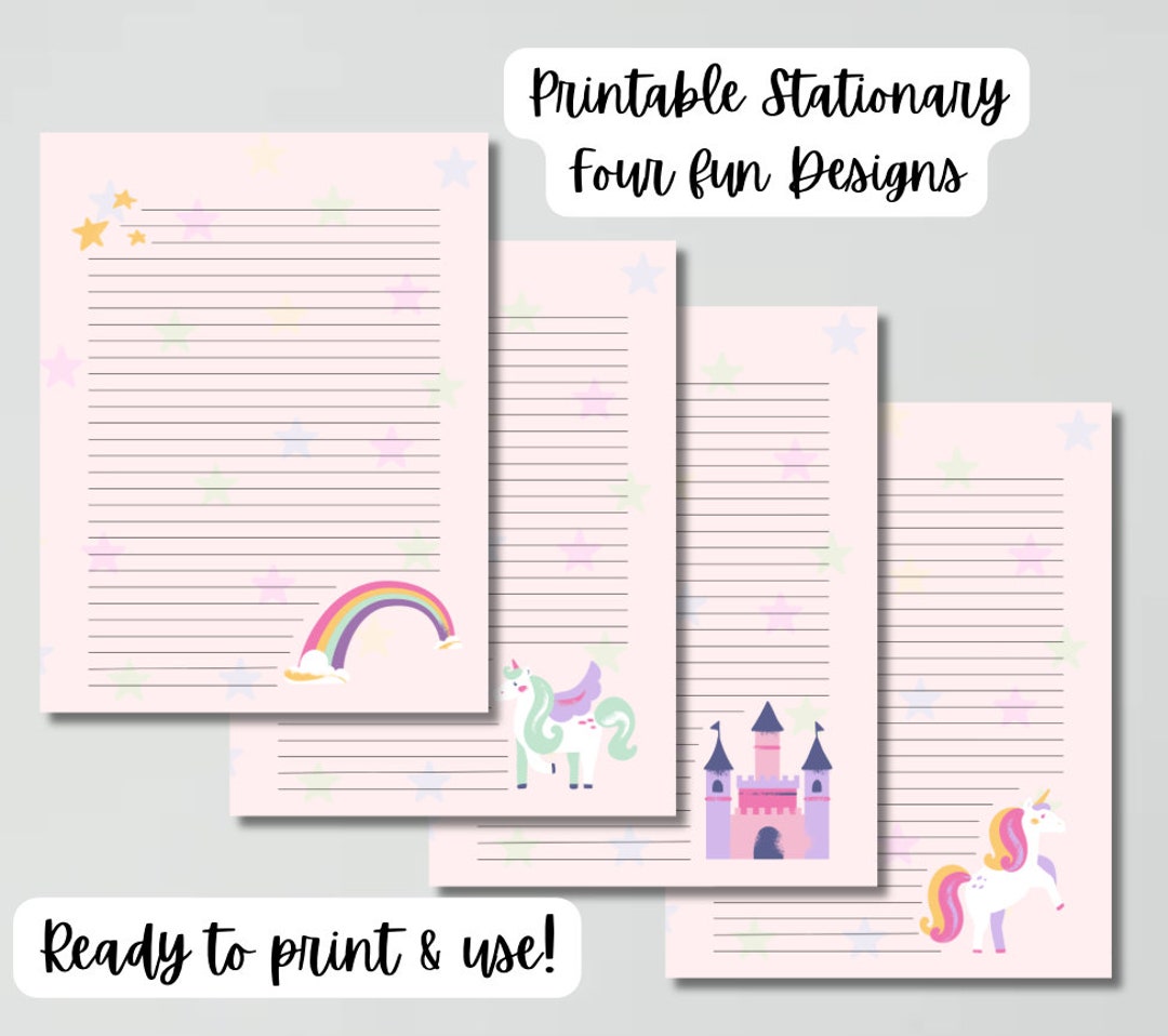 Starry Unicorn Fantasy Printable Stationary for Journaling, Letters ...