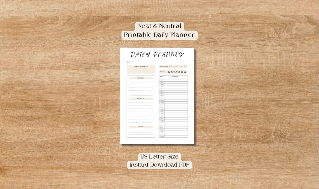 Neat & Neutral Minimalist Printable Daily Planner - Etsy
