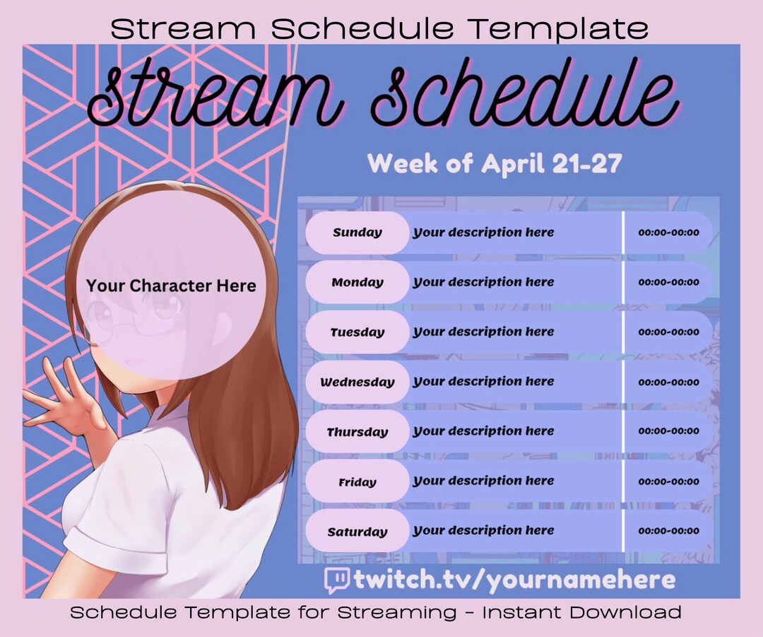 Opulent Origami Twitch Streamer Weekly Stream Schedule Template ...