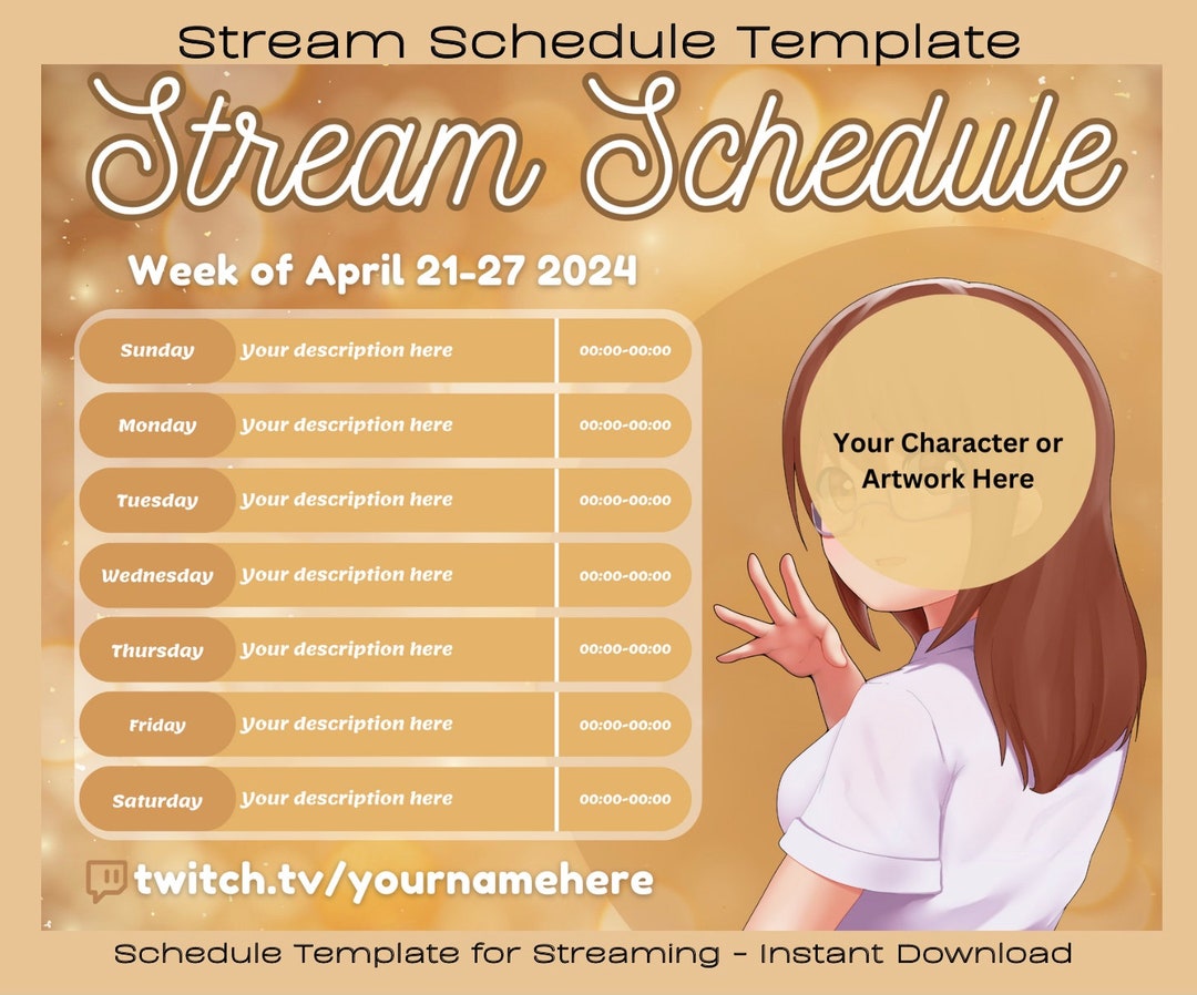 Celestial Gold Twitch Stream Schedule Template for Streamers, Vtubers ...