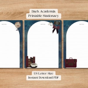 Dark Academia Printable Stationary Lined Note Paper US Letter Sized ...