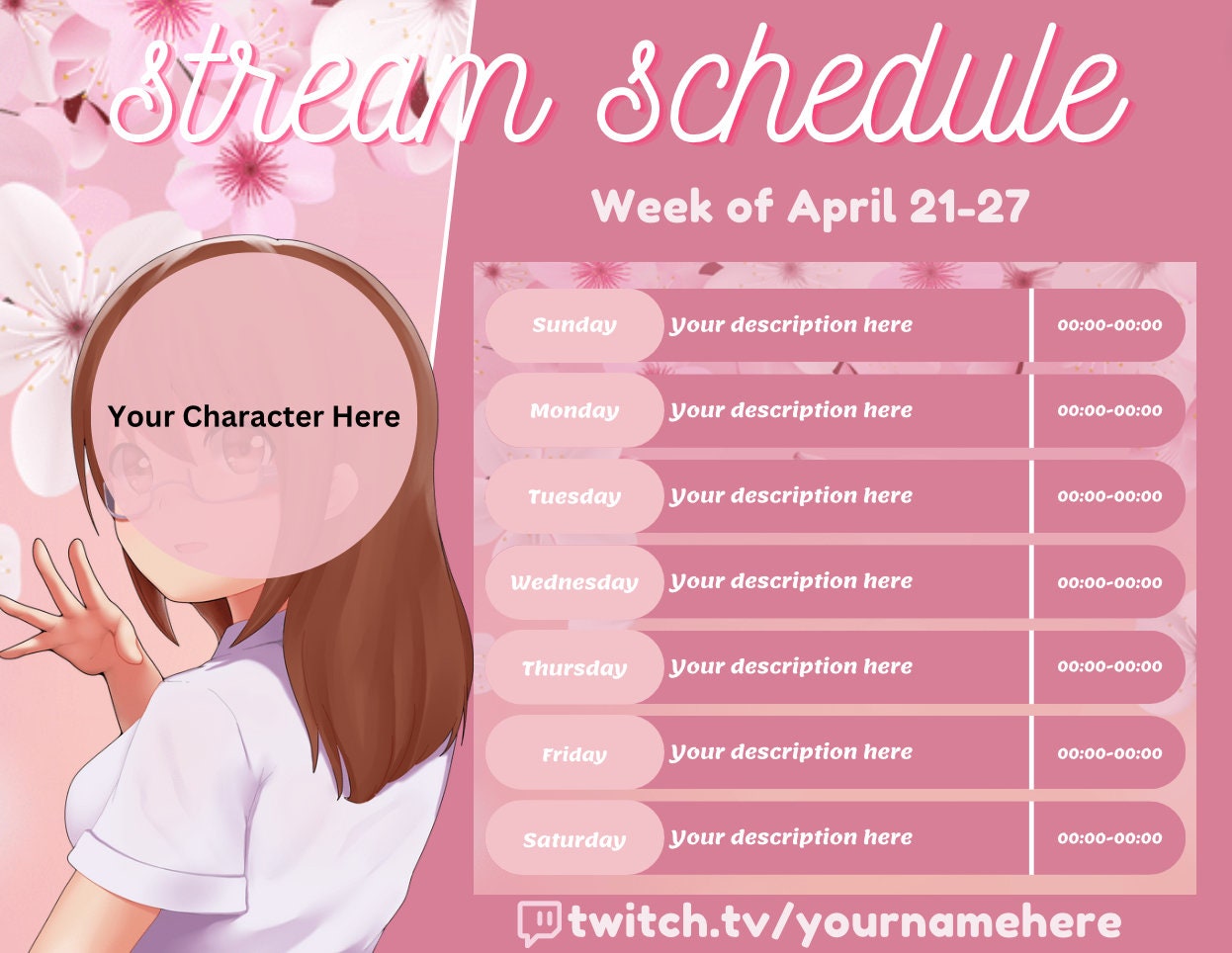 Charming Cherry Blossom Twitch Streamer Weekly Schedule / Vtuber and ...