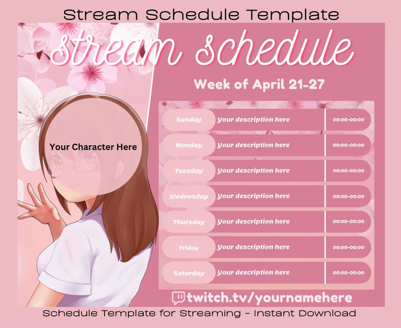 Charming Cherry Blossom Twitch Streamer Weekly Schedule / Vtuber and ...