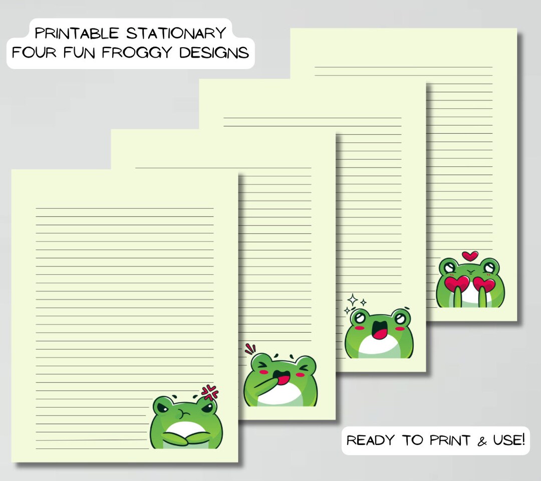 Four Fun Froggies Printable Stationary for Journals, Digital Planner ...