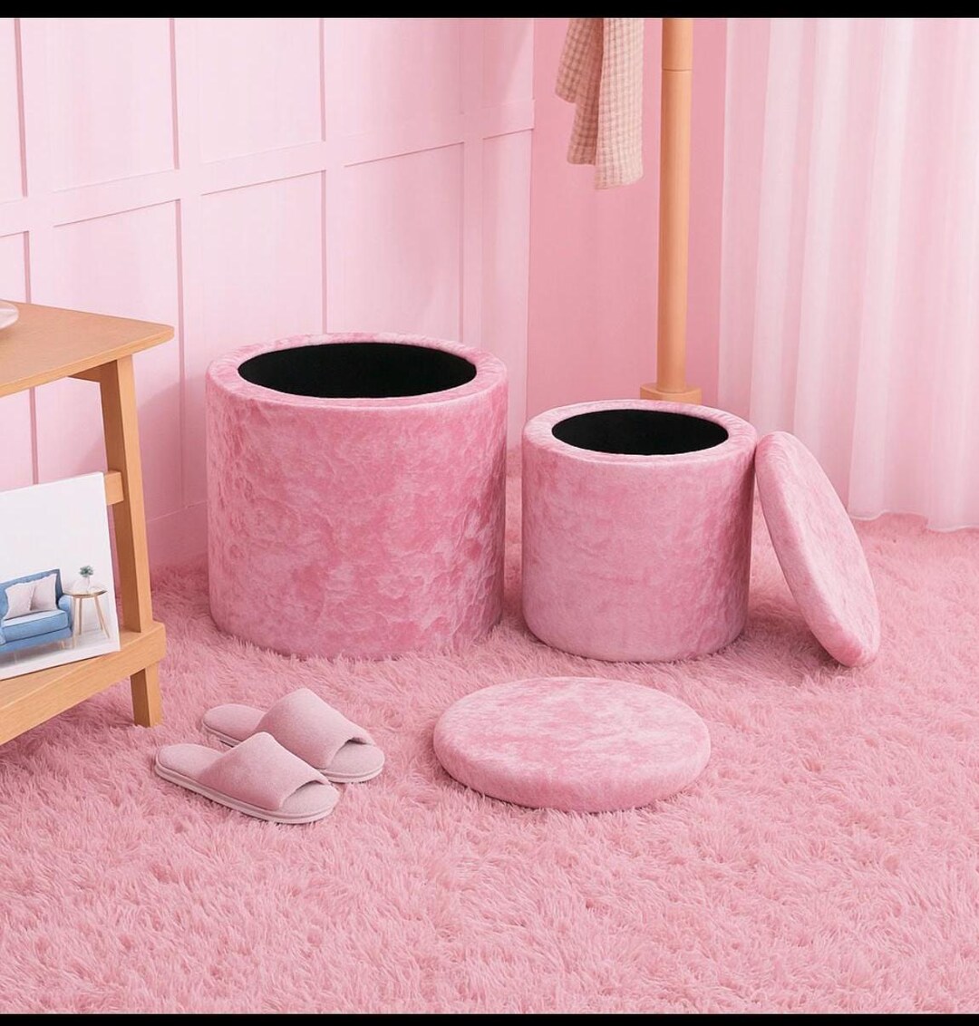 Cute Baby Pink Set of 2 Ottoman Storage Pink Pouffe - Etsy