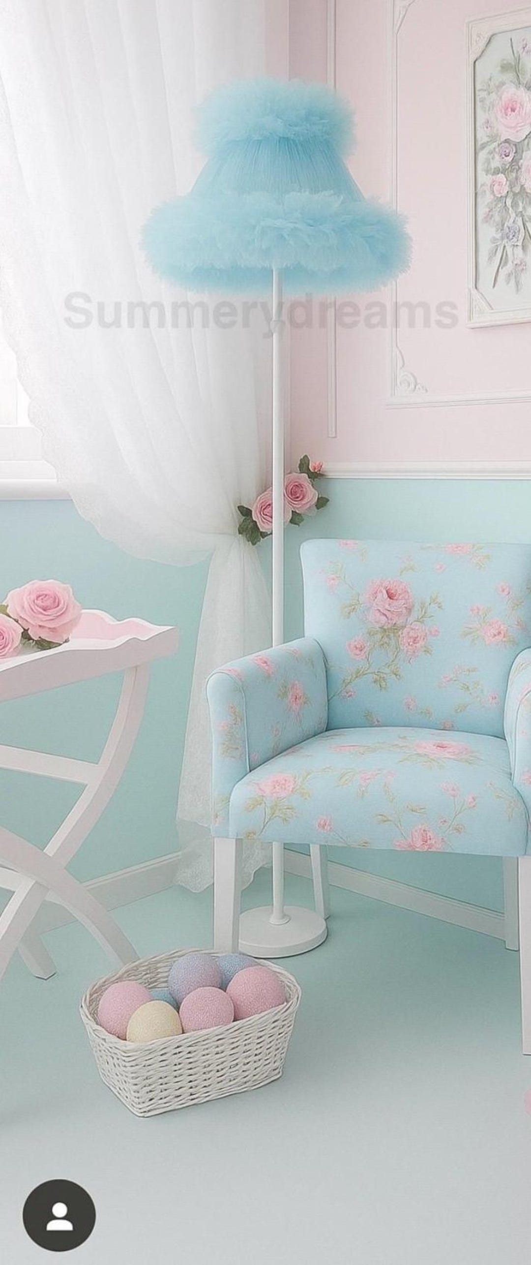 BABY BLUE Tulle Lampshade Custom Made - Etsy