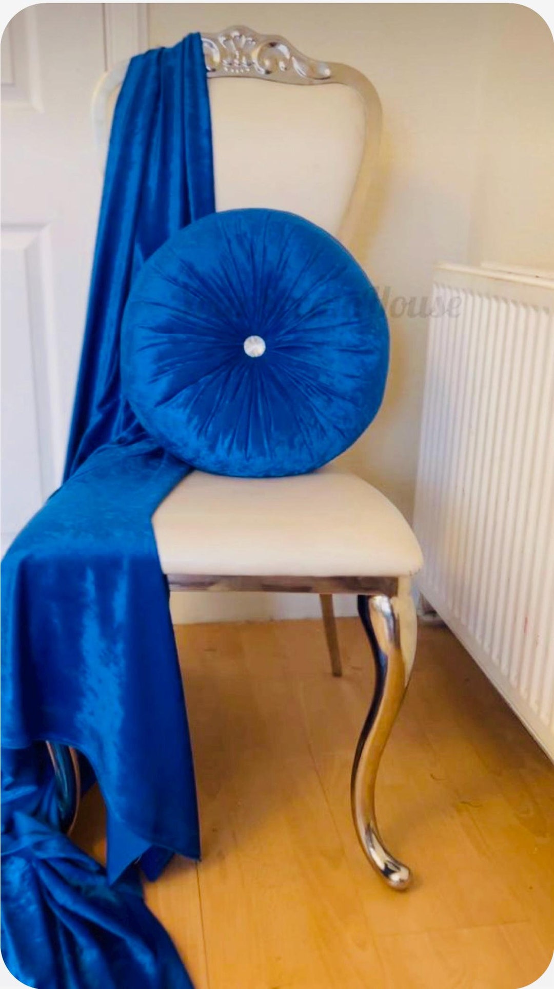 Royal Blue Velvet Round Cushion - Etsy