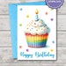 Happy Birthday Cupcake Card Digital Greeting Card Birthday Card ...