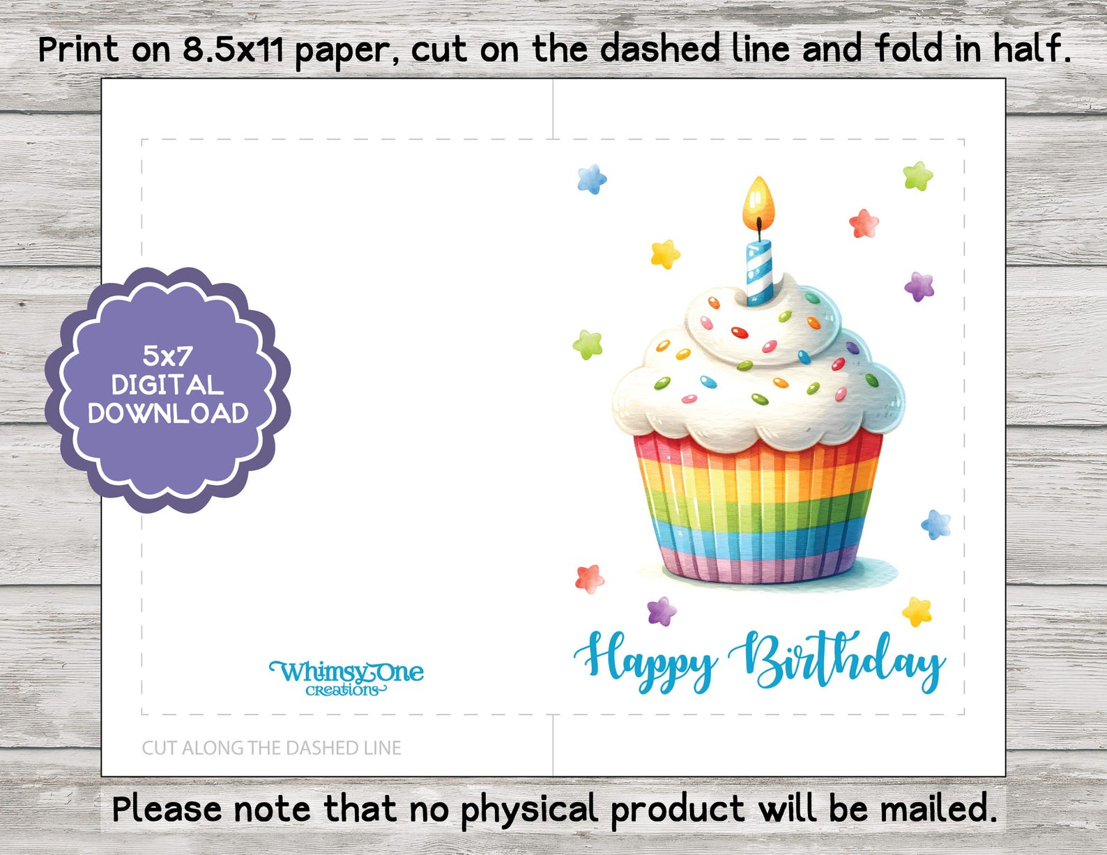 Happy Birthday Cupcake Card Digital Greeting Card Birthday Card ...