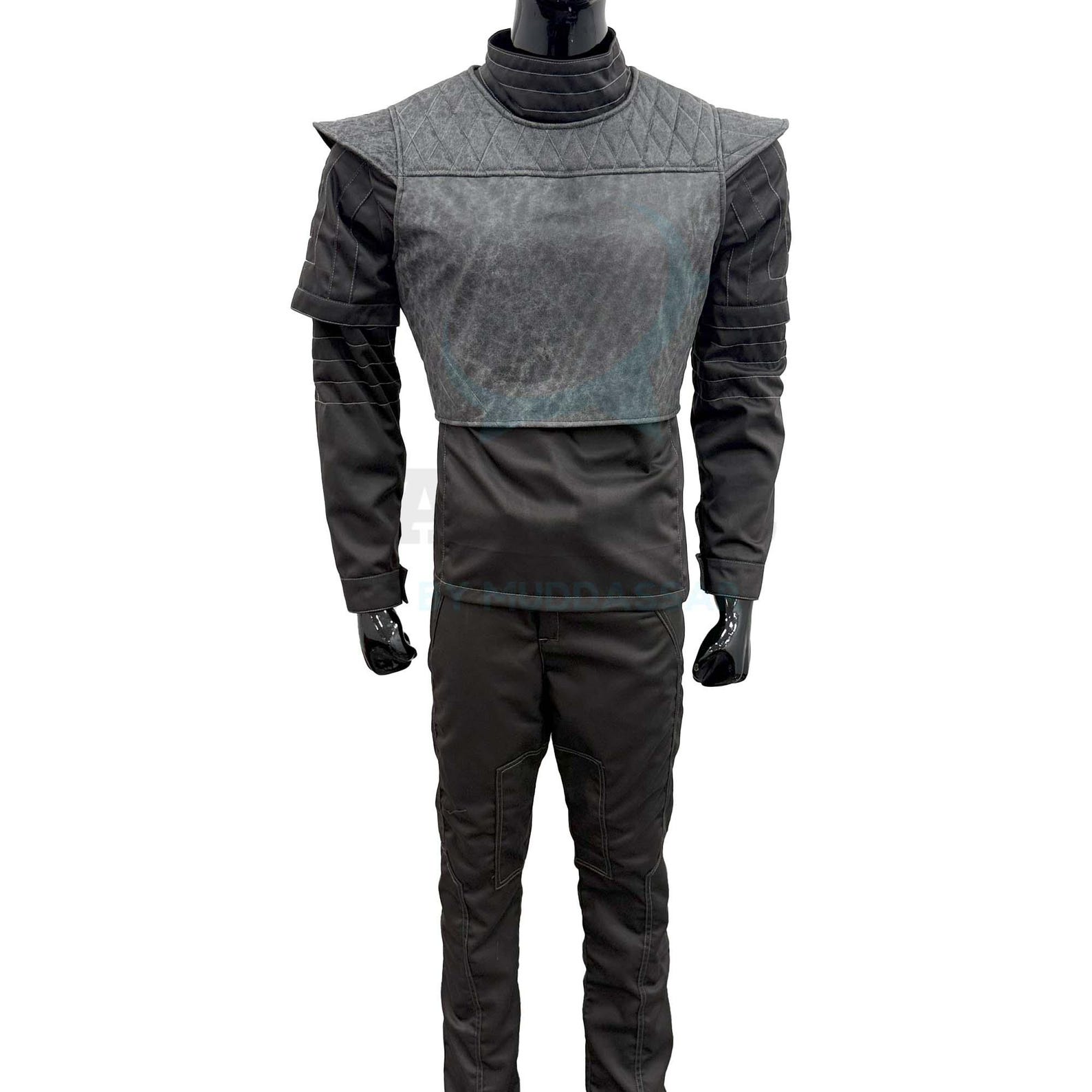 Custom Dark Gray Cosplay Flight Suit Set: Distressed Leather Flak Vest ...
