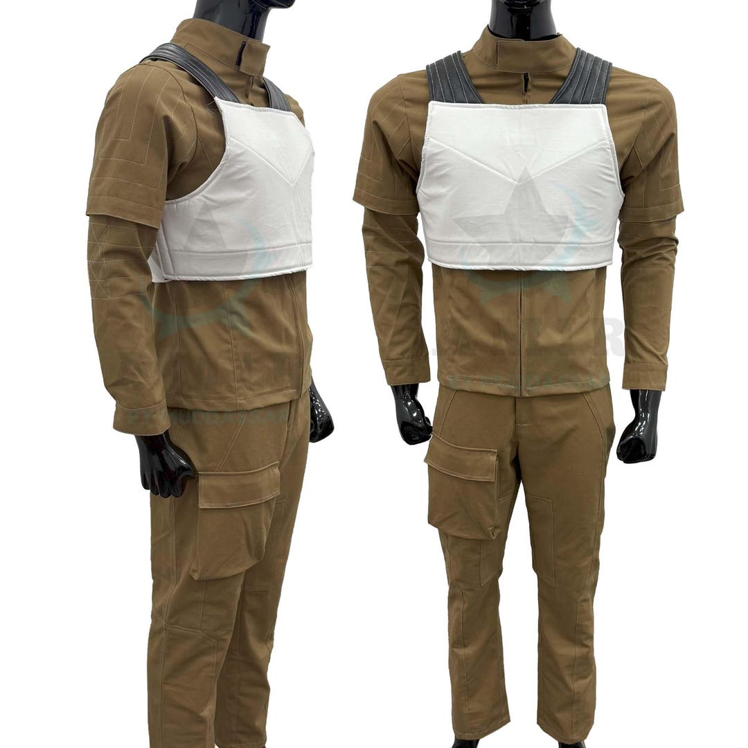 Custom Tan Cosplay Flight Suit With White Flak Vest – Handmade Costume ...