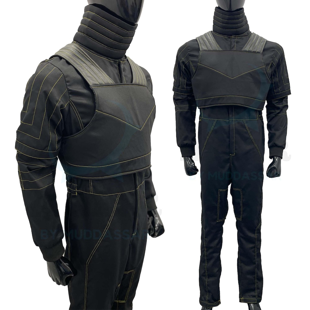 Black Flight Suit Cosplay Costume – 3-piece Set With Flak Vest & Neck ...