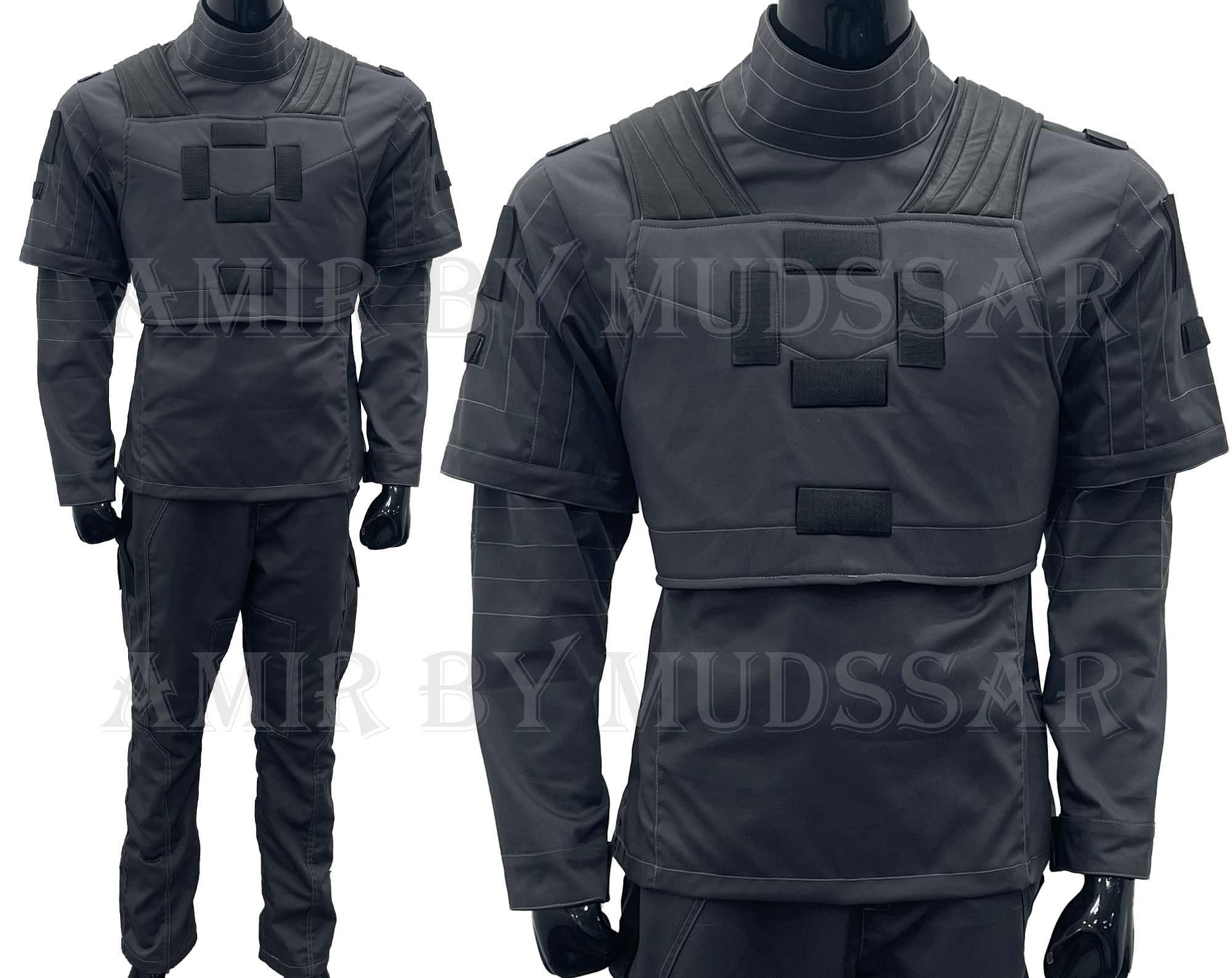 Dark Gray Flight Suit With Velcro Attachments, Cosplay Costume, 3-piece ...