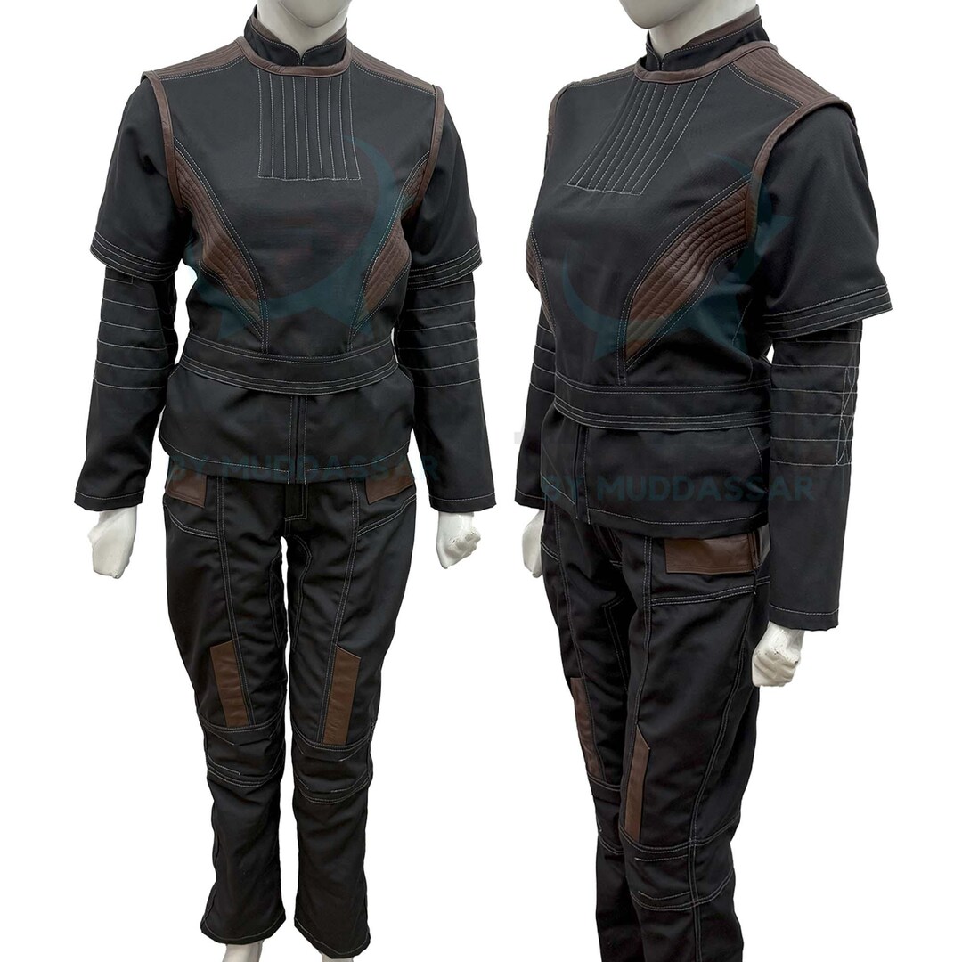 Custom Women's Grey Flight Suit & Flak Vest With Leather Accents Sci-fi ...