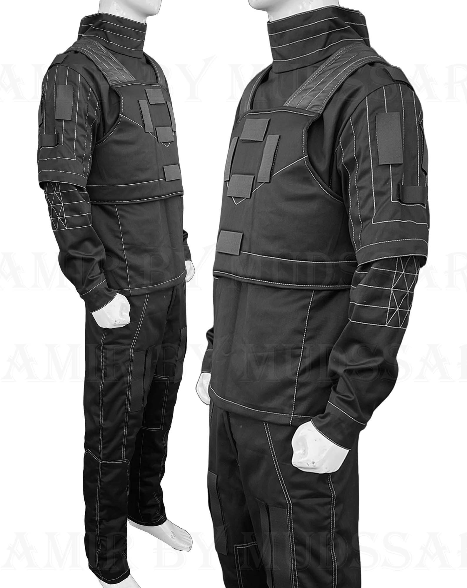 Black Flight Suit With Velcro, Cosplay Costume, 3-piece Flak Vest and ...