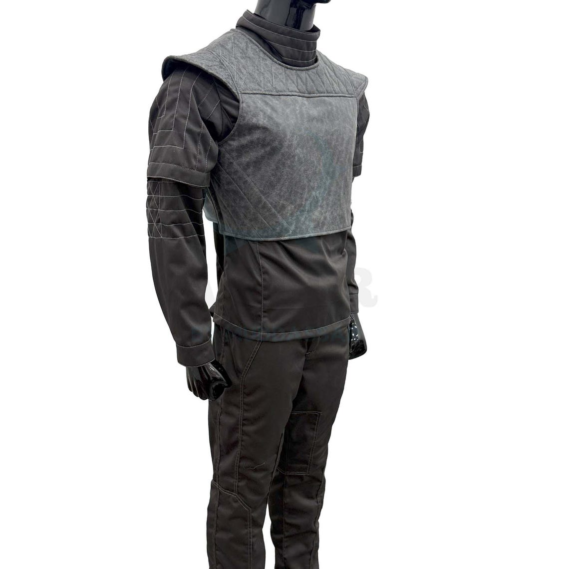 Custom Dark Gray Cosplay Flight Suit Set: Distressed Leather Flak Vest ...