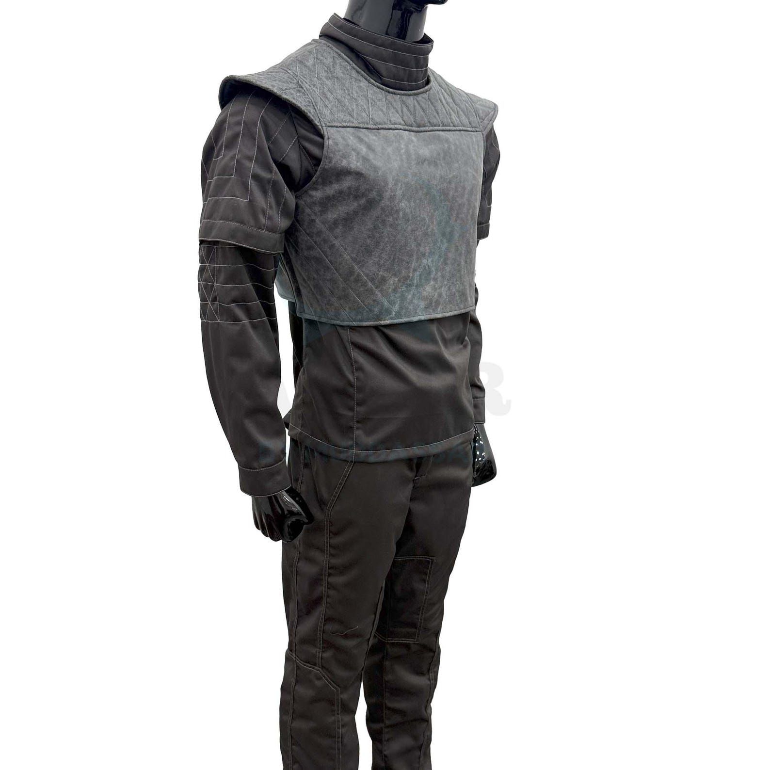 Custom Dark Gray Cosplay Flight Suit Set: Distressed Leather Flak Vest ...