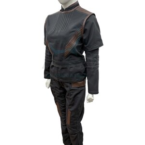 Custom Women's Grey Flight Suit & Flak Vest With Leather Accents Sci-fi ...