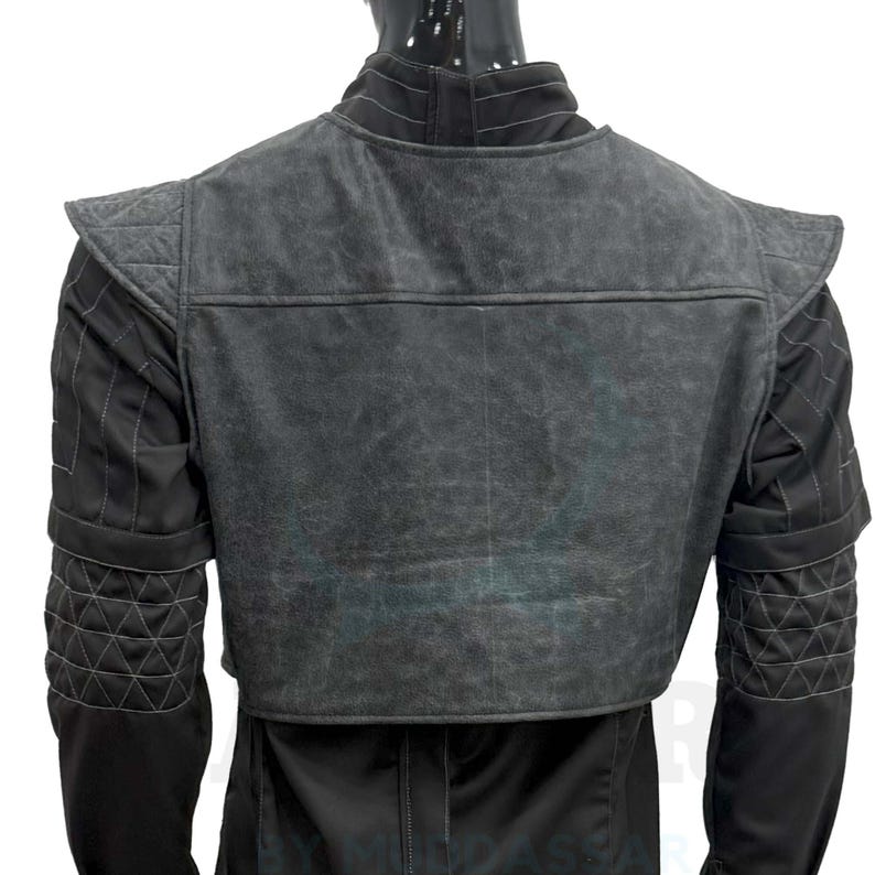 Custom Dark Gray Cosplay Flight Suit Set: Distressed Leather Flak Vest ...